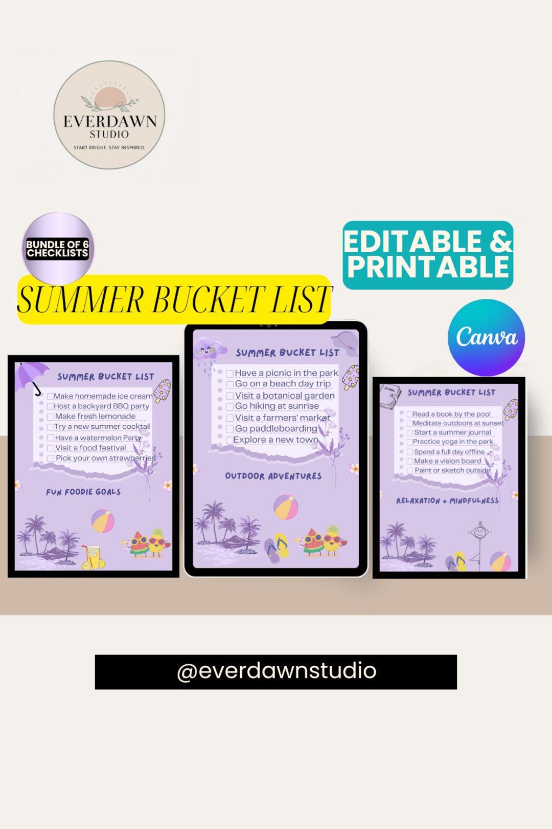 Summer Checklist Activity Bundle| Printable Editable Summer 2025 ...