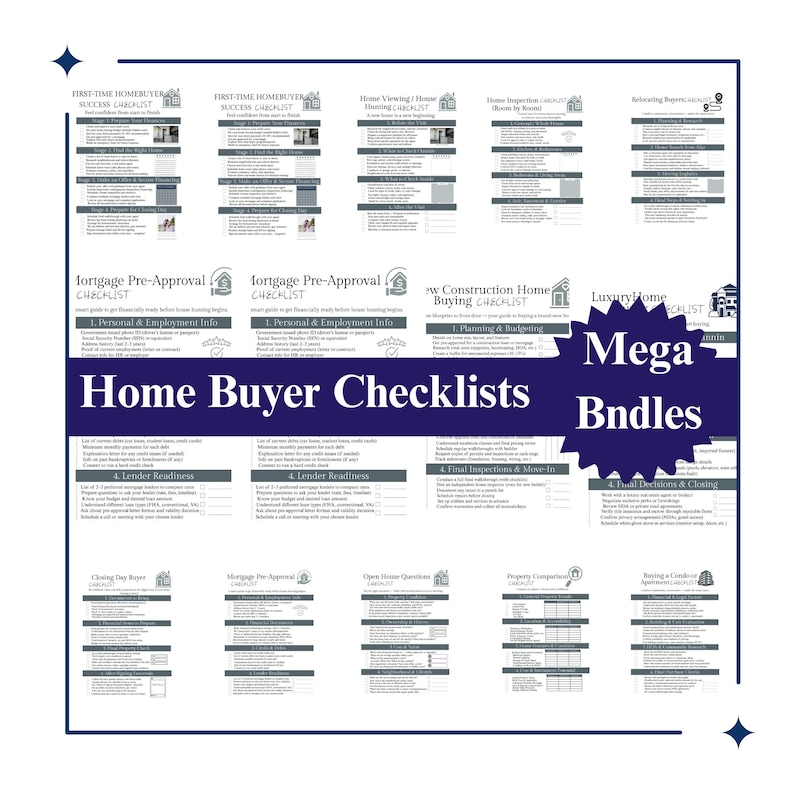 Home Buyer Checklist Bundle | 13 Printable & Editable Pdfs | First-time ...