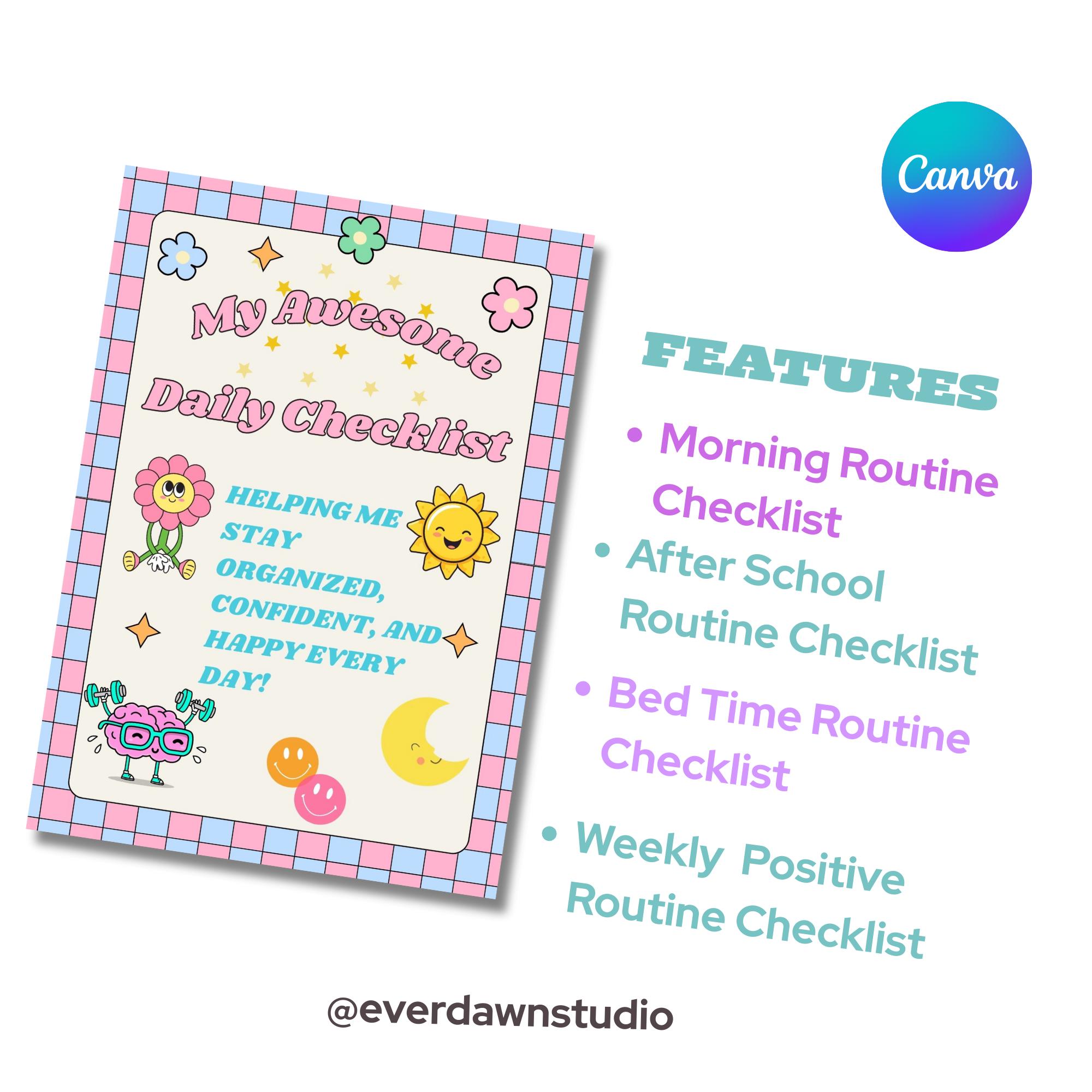 ADHD Kids Routine Checklist Bundle: Editable Daily Visuals (digital ...