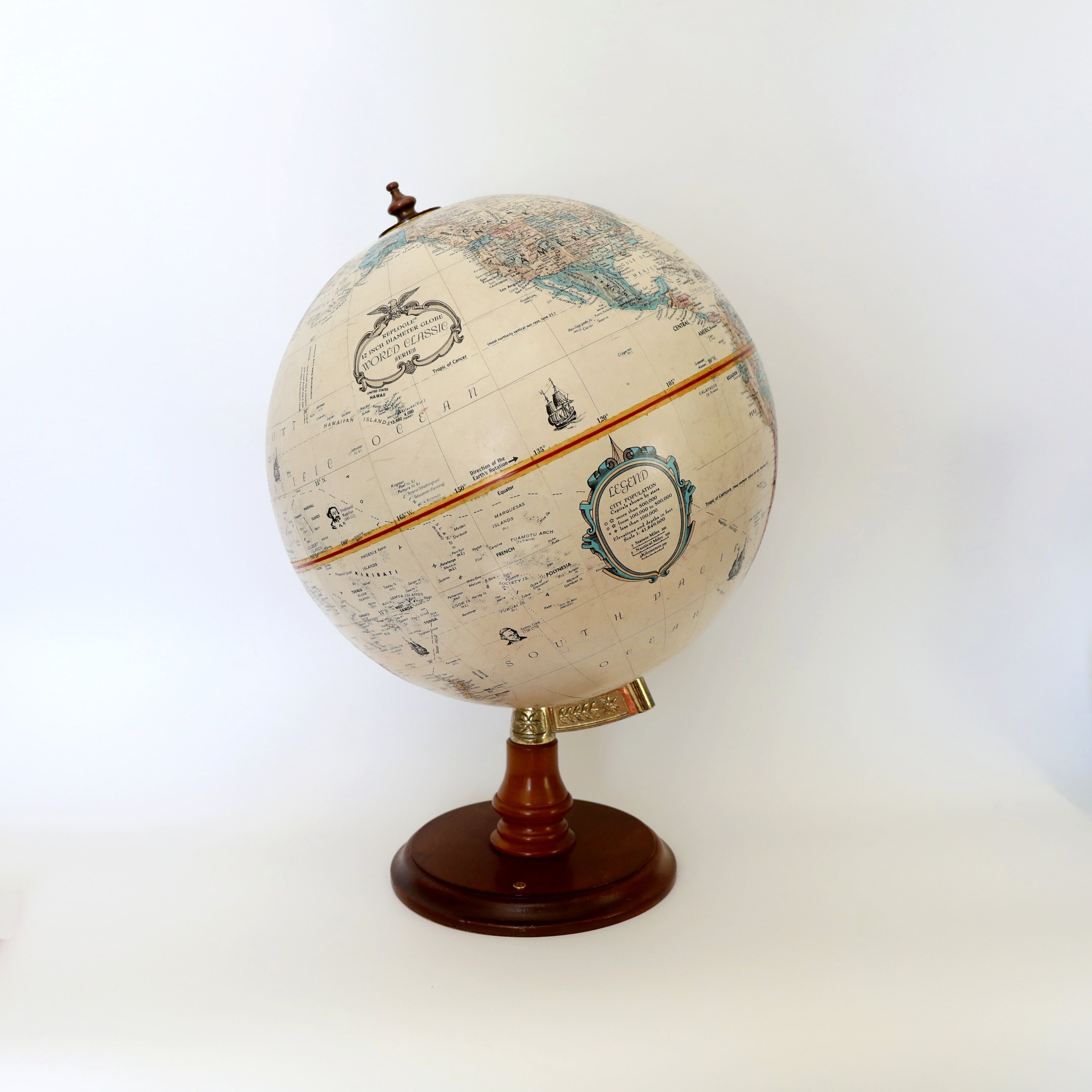 Vintage Replogle 12 World Classic Series Globe With Wood Stand / Made ...