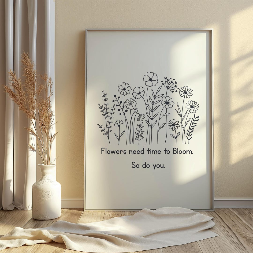 Botany Flower Poster - Minimalist Quote Wall Art for Office, Bedroom ...