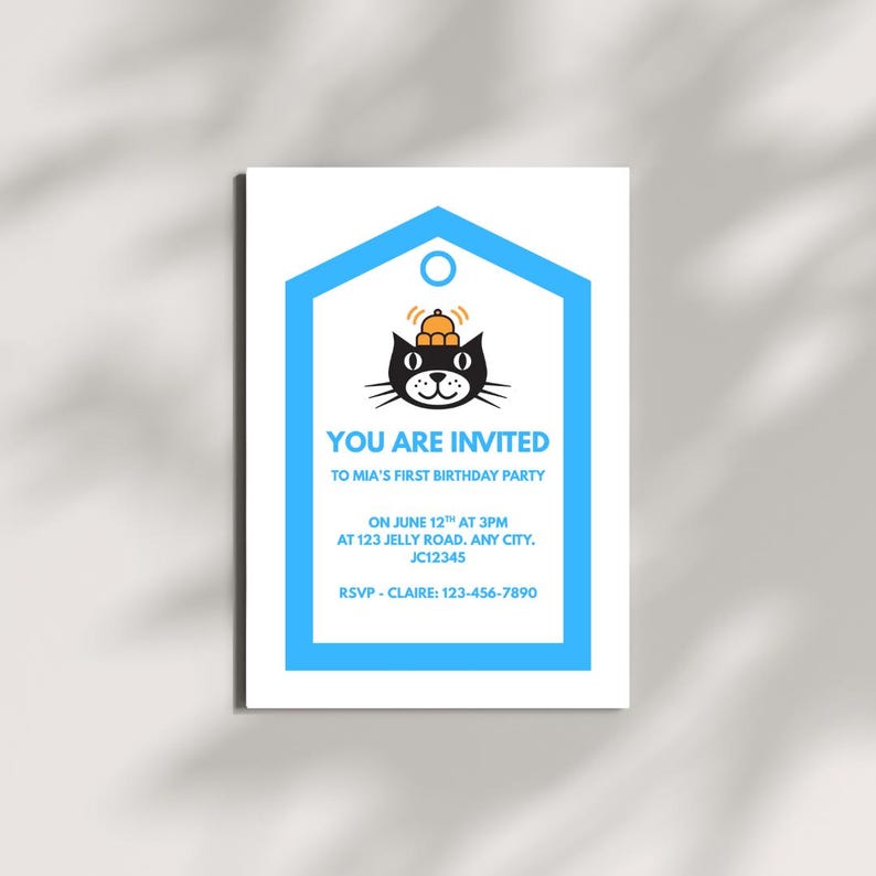 Jellycat Tag Birthday Party Invitation, Editable Canva Template ...