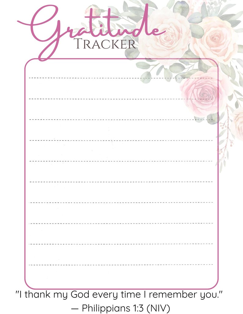 Gratitude Tracker | Printable Christian Journal Page for Daily ...