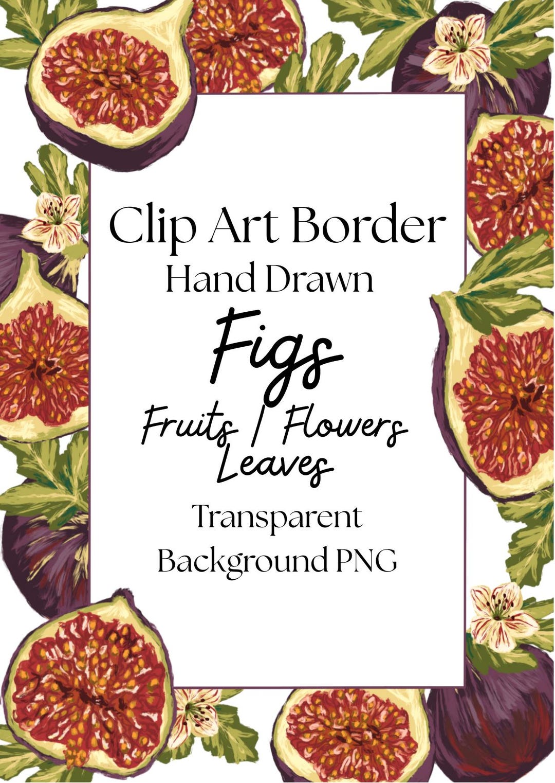 Figs Border PNG Clipart, Digitally Hand Painted Figs Graphic Download ...