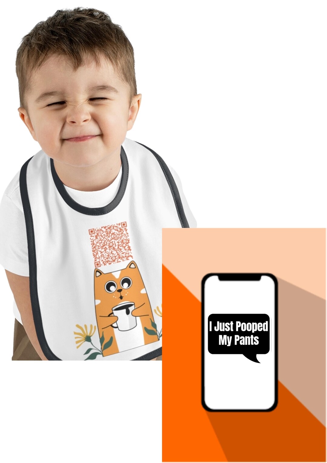 Artistic Baby Bib With QR Code | Stylish Toddler Bib | Unique Gift for ...