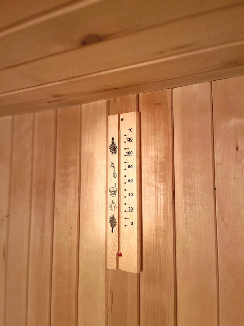 Wooden Sauna Thermometer – Vertical Scale, Classic Design, Easy-to-read ...