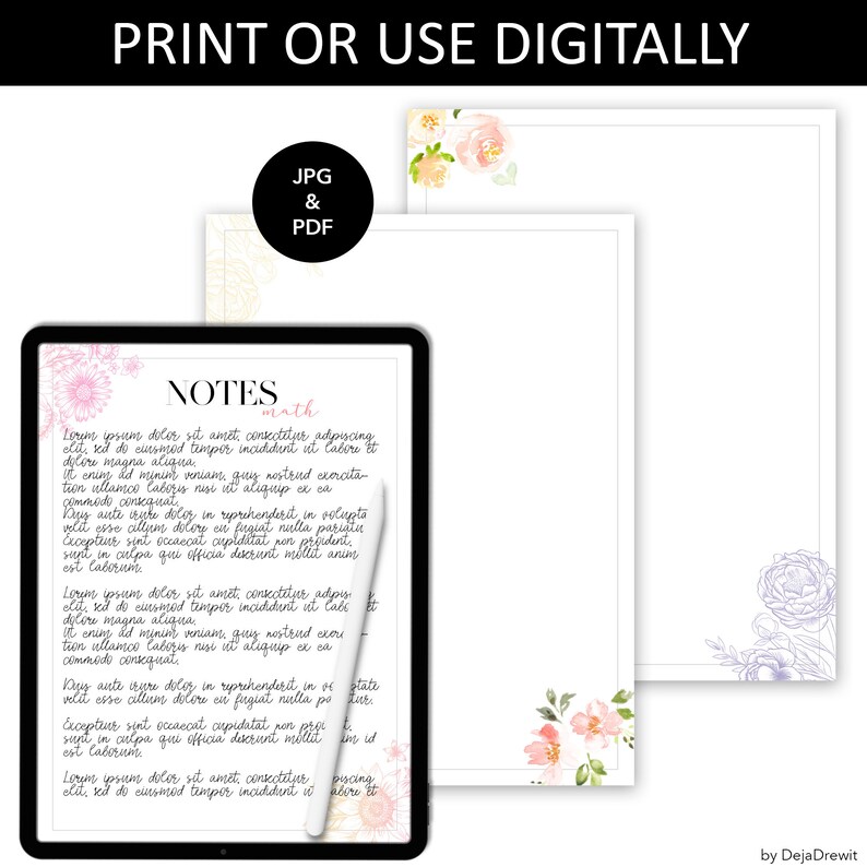 15 Watercolor Flower Floral Digital Stickers and 20 Floral Page ...
