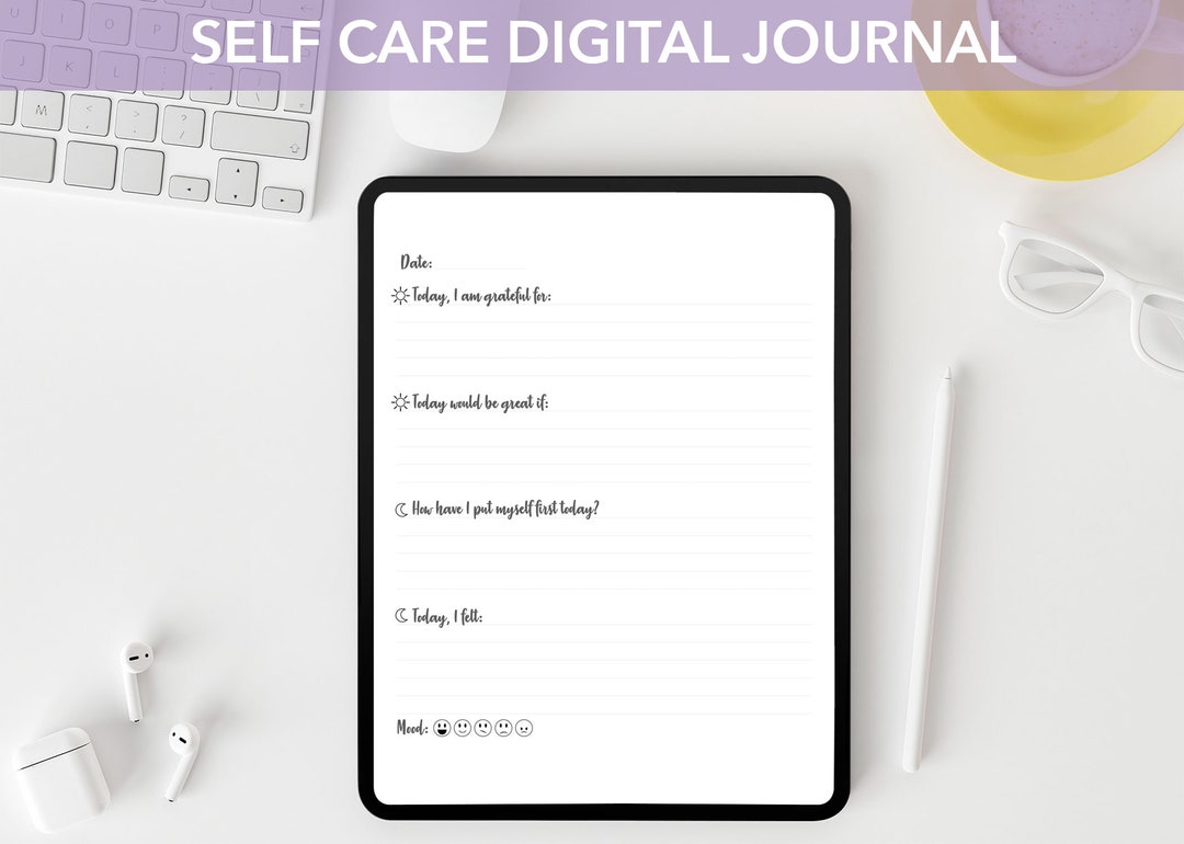 Self-care Journal Daily Digital Selfcare Journal Simple Notebook for ...
