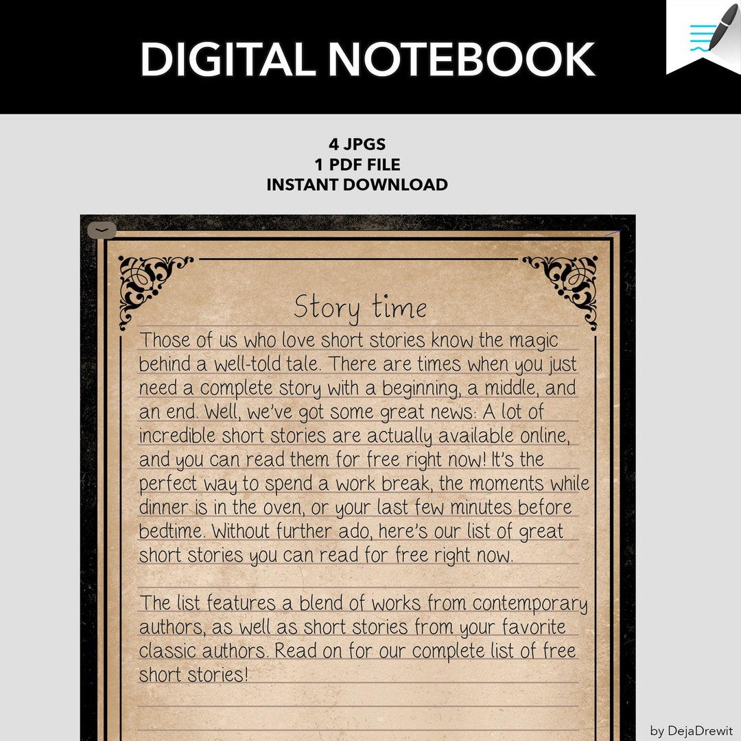 Vintage Border Notebook Digital Page Template Antique Digital Journal ...