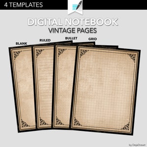 Vintage Border Notebook Digital Page Template Antique Digital Journal ...