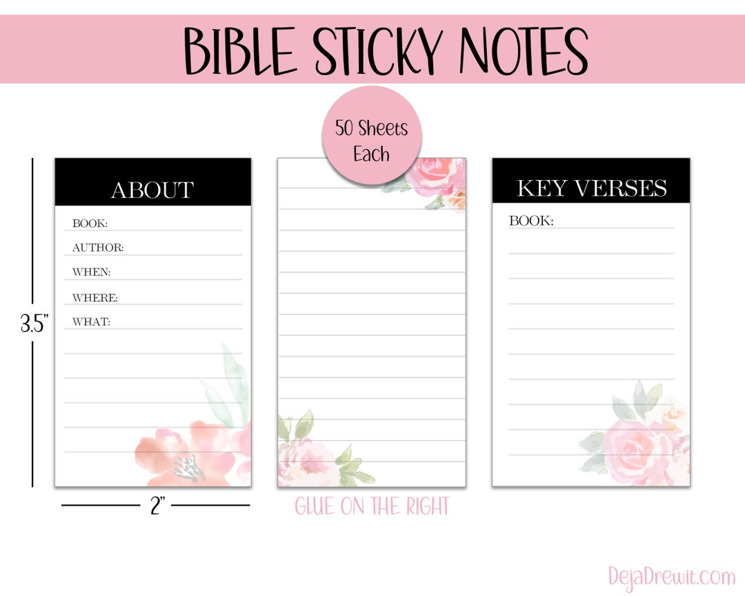 Bible Study Sticky Notes for Bible Study, Key Verses, About Each Book ...
