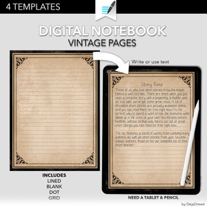 Vintage Border Notebook Digital Page Template Antique Digital Journal ...