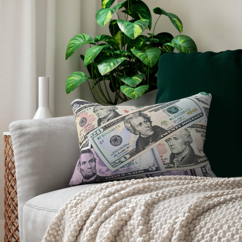 Father's Day Gift Idea, Cozy Currency Lumbar Pillow - Unique Money ...