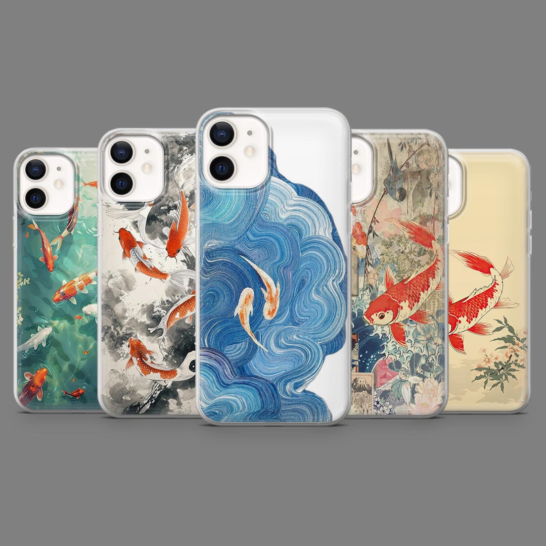 Koi Fish Phone Case Japanese Carp Koi Art Cover for iPhone 16,15,14,13 ...
