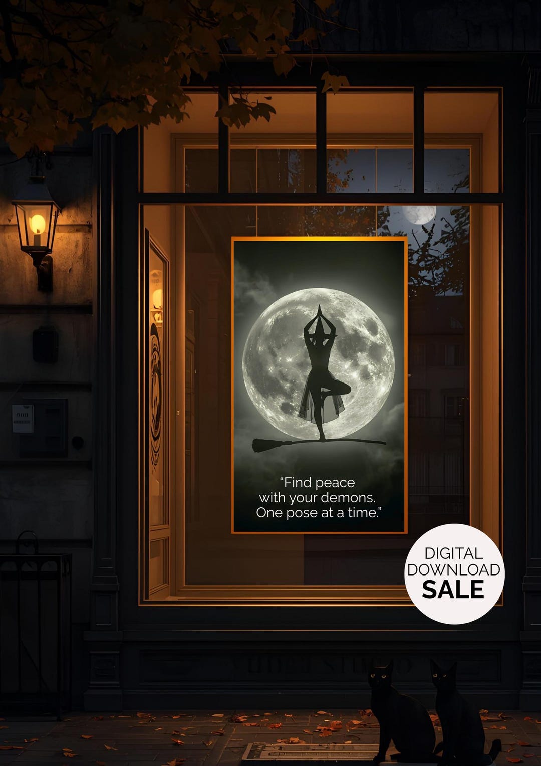 Yoga Witch Moon Poster – Mystical Witchy Wall Art – Dark Zen Digital ...