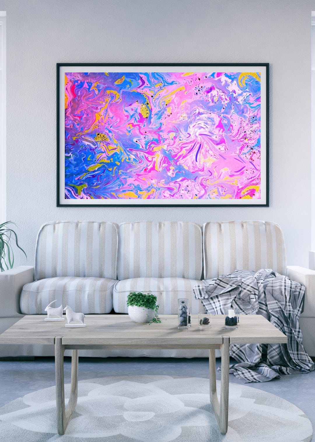 Colorful Digital Print | Acrylic Pour Art | Lisa Frank Vibes Home Decor ...