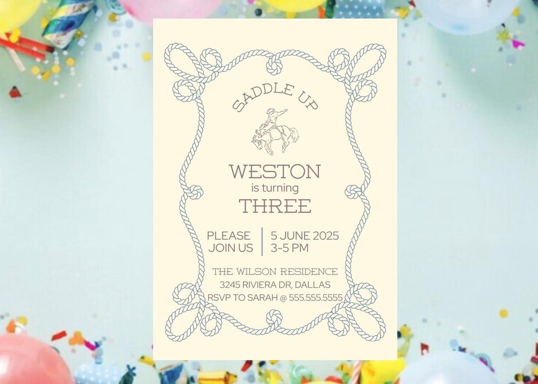 Cowboy/cowgirl Birthday Invitation: Editable Western Theme (digital ...