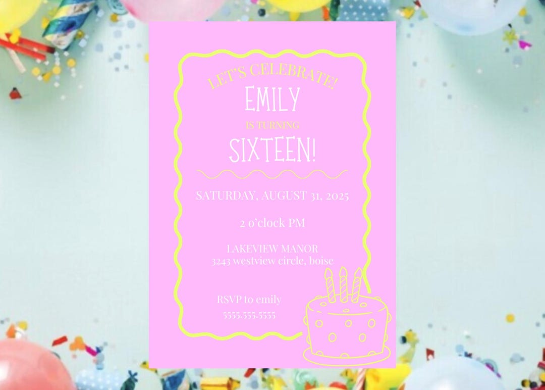 Simple, Pretty, Birthday Invite, Invitation for All Ages, Canva ...