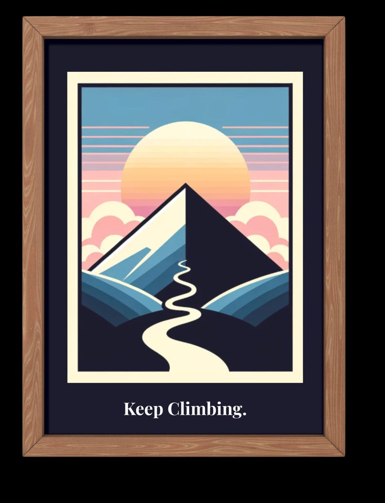 Keep Climbing – Cartoon Mountain Motivational Wall Art – Digital Download – A4 Printable - Etsy