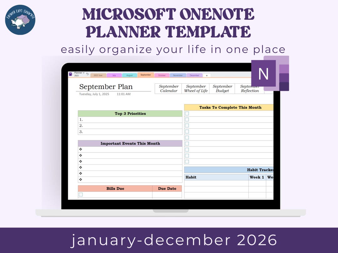 ONENOTE Template | 2026 Digital Planner | Onenote Planner | One Note ...