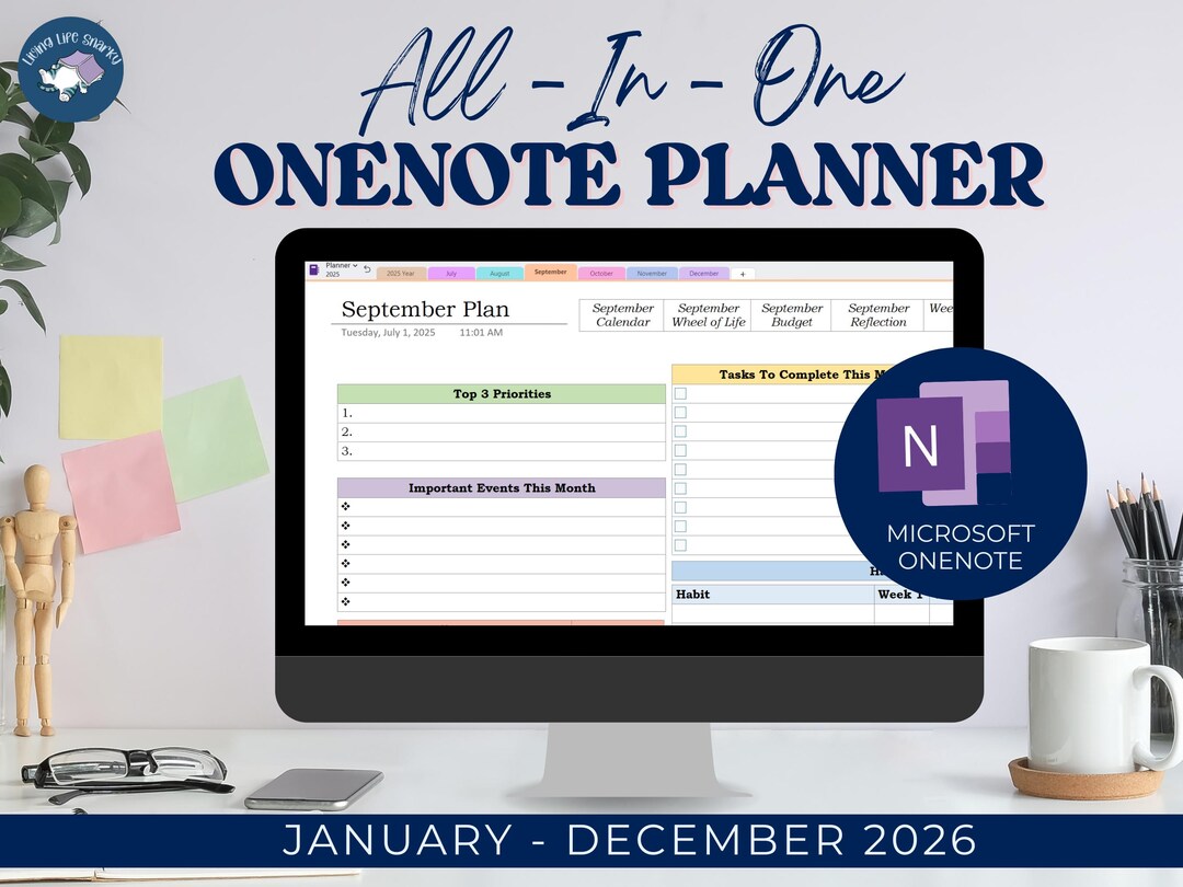 ONENOTE Vorlage | 2026 Digitaler Kalender | OneNote Planer | One Note ...