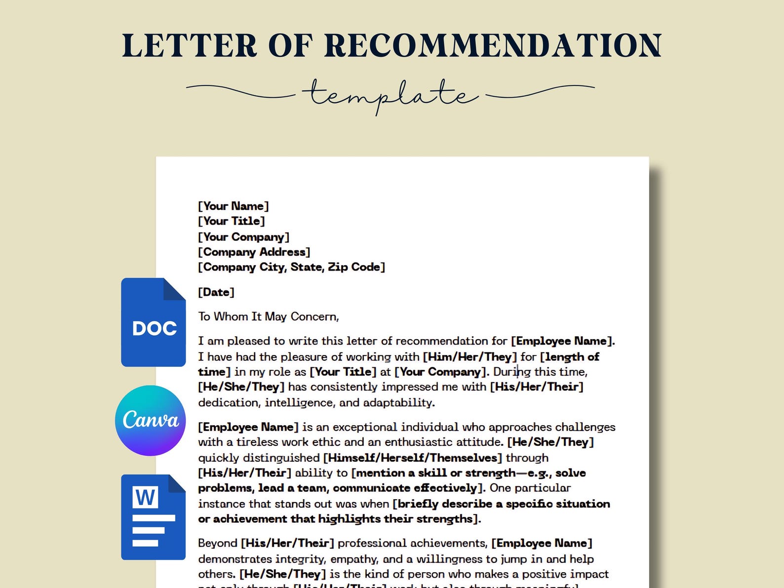 Editable Character Reference Letter Template | Customizable Letter of ...