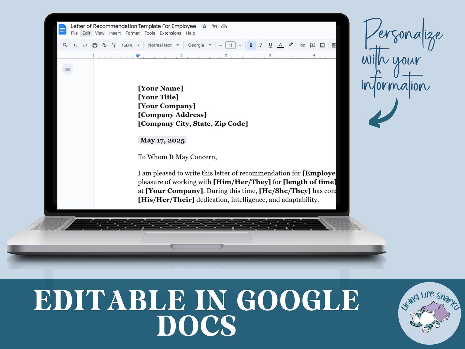 Editable Letter of Recommendation Template | Customizable Character ...