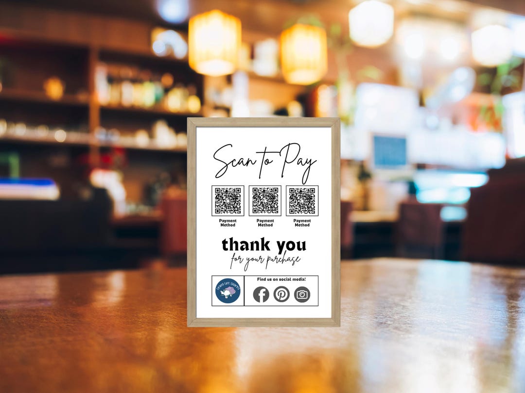 Printable Scan to Pay Sign | Aesthetic QR Code Payment Sign Template ...