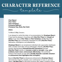 Editable Personal Reference Letter Template: Professional ...