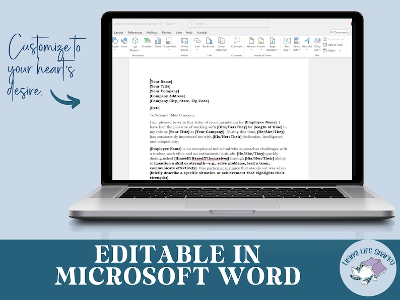 Editable Recommendation Letter Template | Employee Reference (google ...