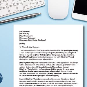 Editable Letter of Recommendation Template | Customizable Character ...