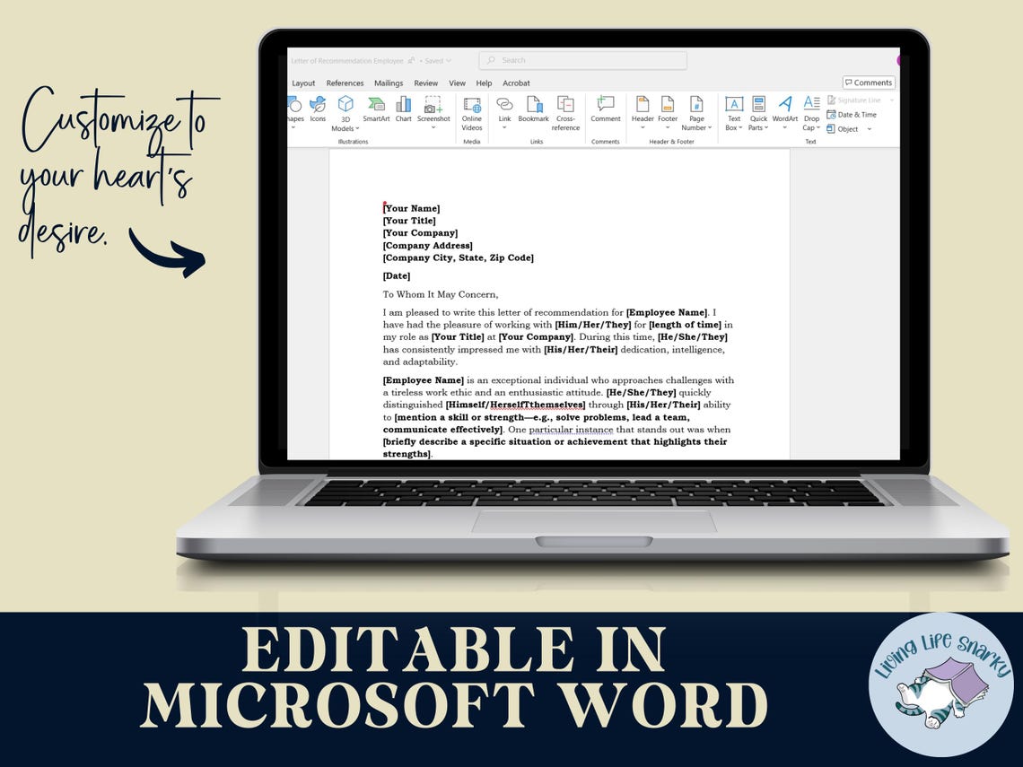 Editable Character Reference Letter Template | Customizable Letter of ...