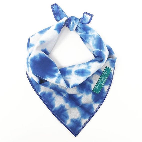 Indigo Shibori Bandana with Blue Trim Dog Bandana blue and | Etsy