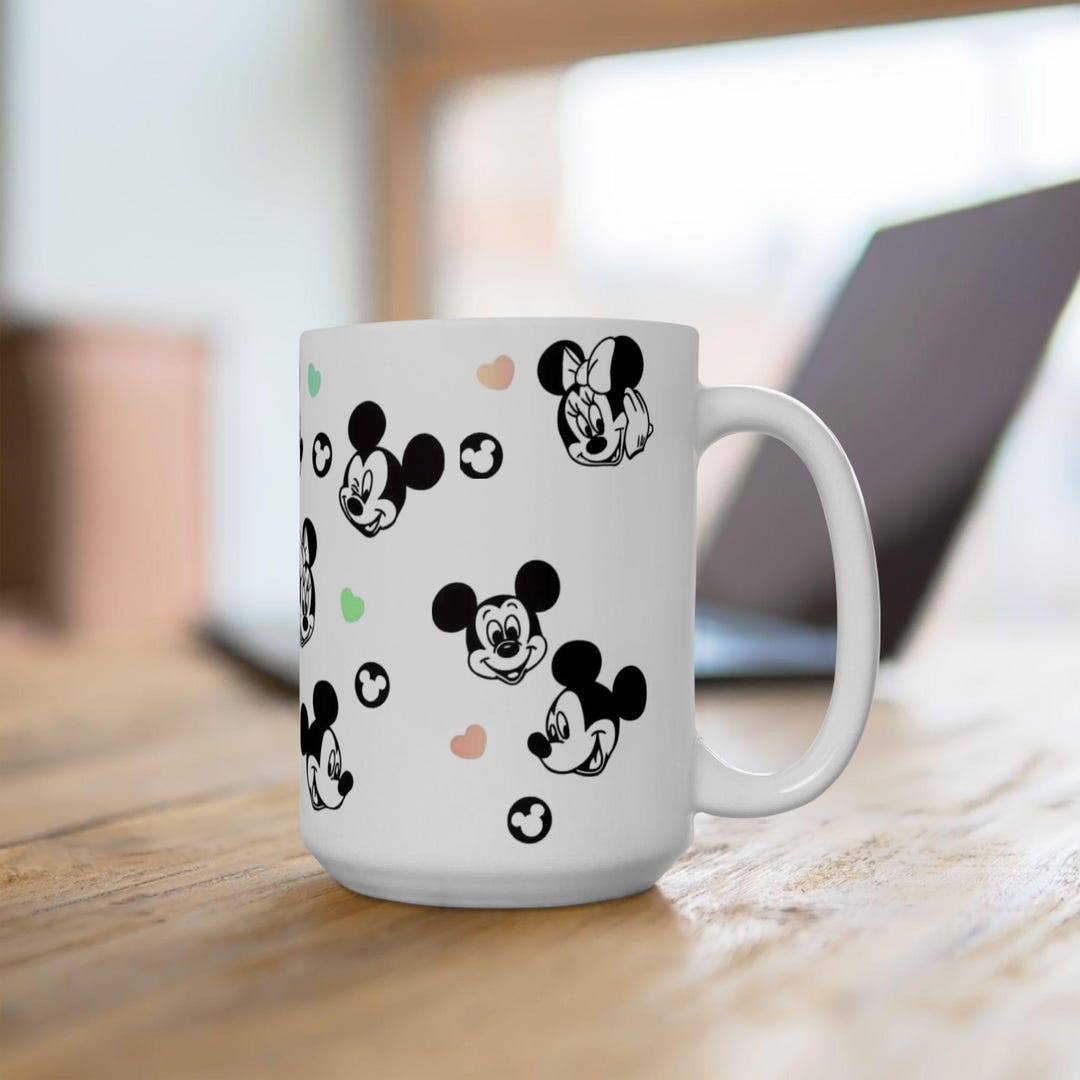 Mickey and Minnie Mouse Ceramic Mug, Holiday Coffee Cup, Festive ...