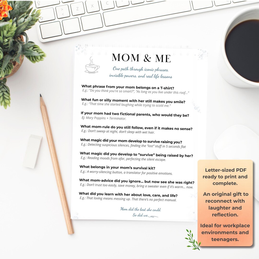 Mom Questionnaire PDF – Thoughtful and Funny Gift for Mother's Day or ...
