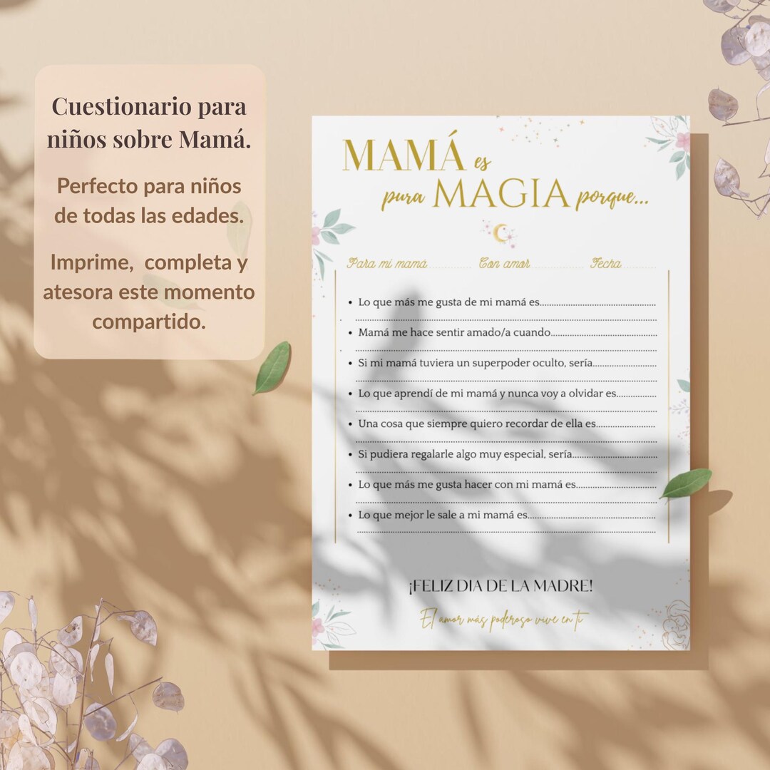 Día De La Madre Imprimible | Cuestionario Para Mamá | Regalo Para Mamá ...