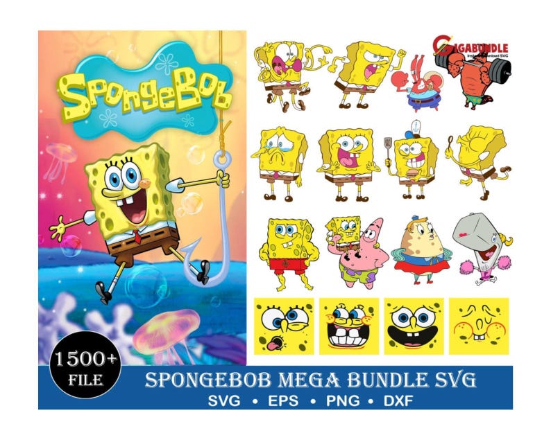 1500+ Spongebob Clipart Bundle, Craft Supply, Spongebob Svg Cut Files ...