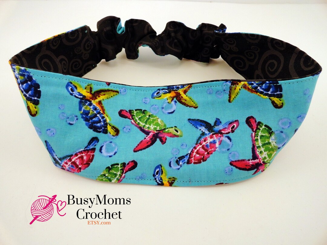 Turtle Headband, Women's Reversible Fabric Headband, Polka Dots, Adult ...