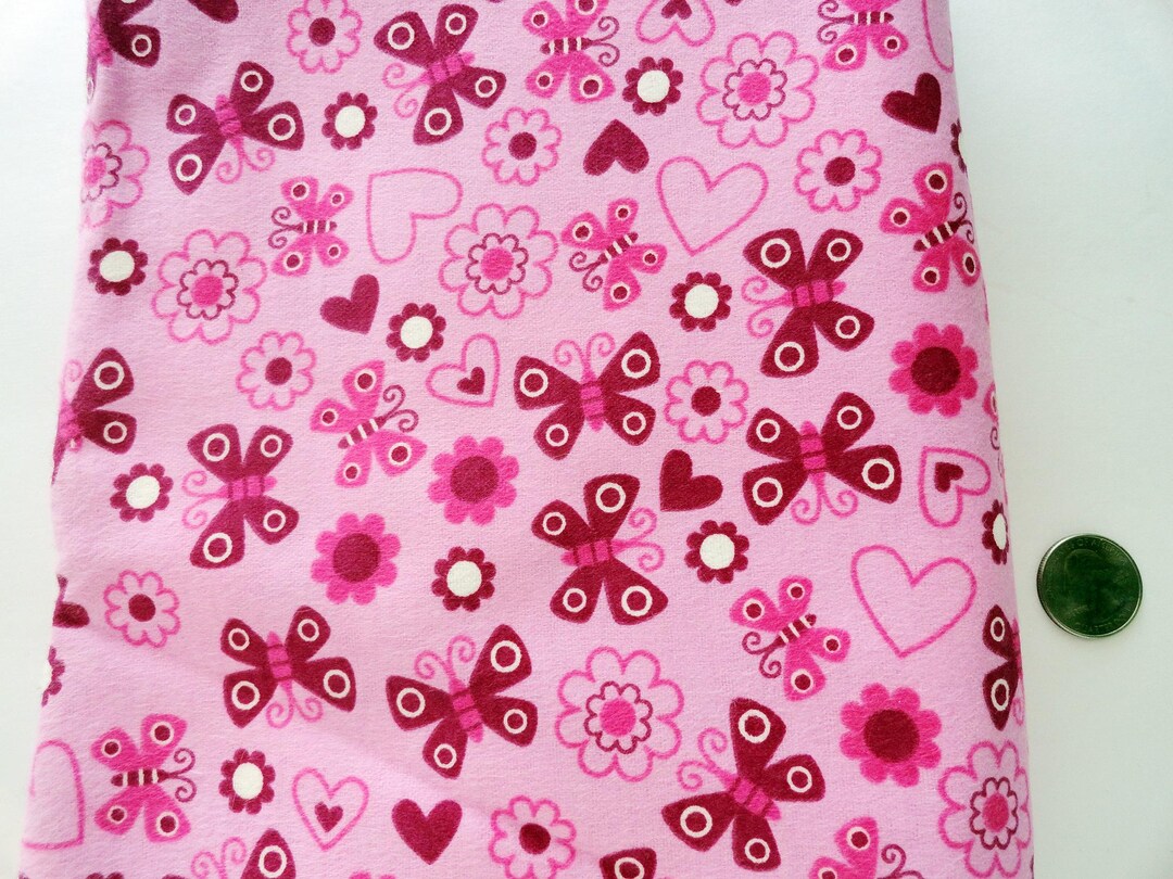 Flowers and Butterflies Flannel Fabric, Super Snuggle Flannel, 100% ...