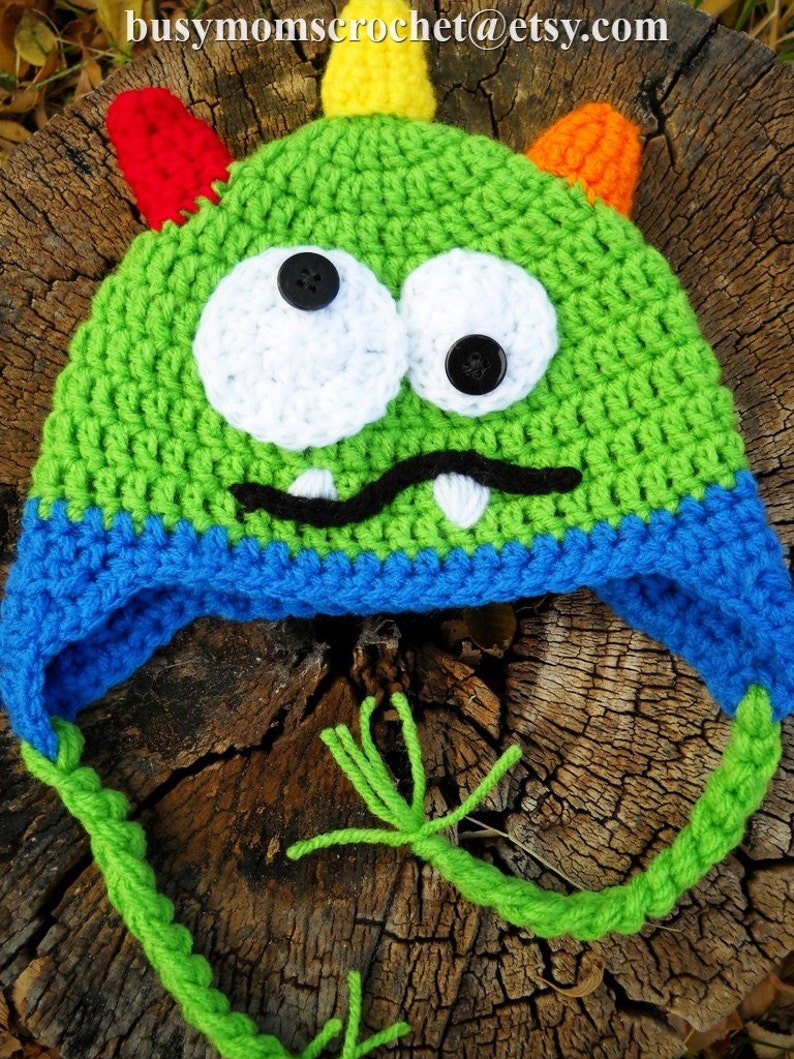 Handmade Crochet Monster Baby Boy Hat With Horns Size Baby to - Etsy