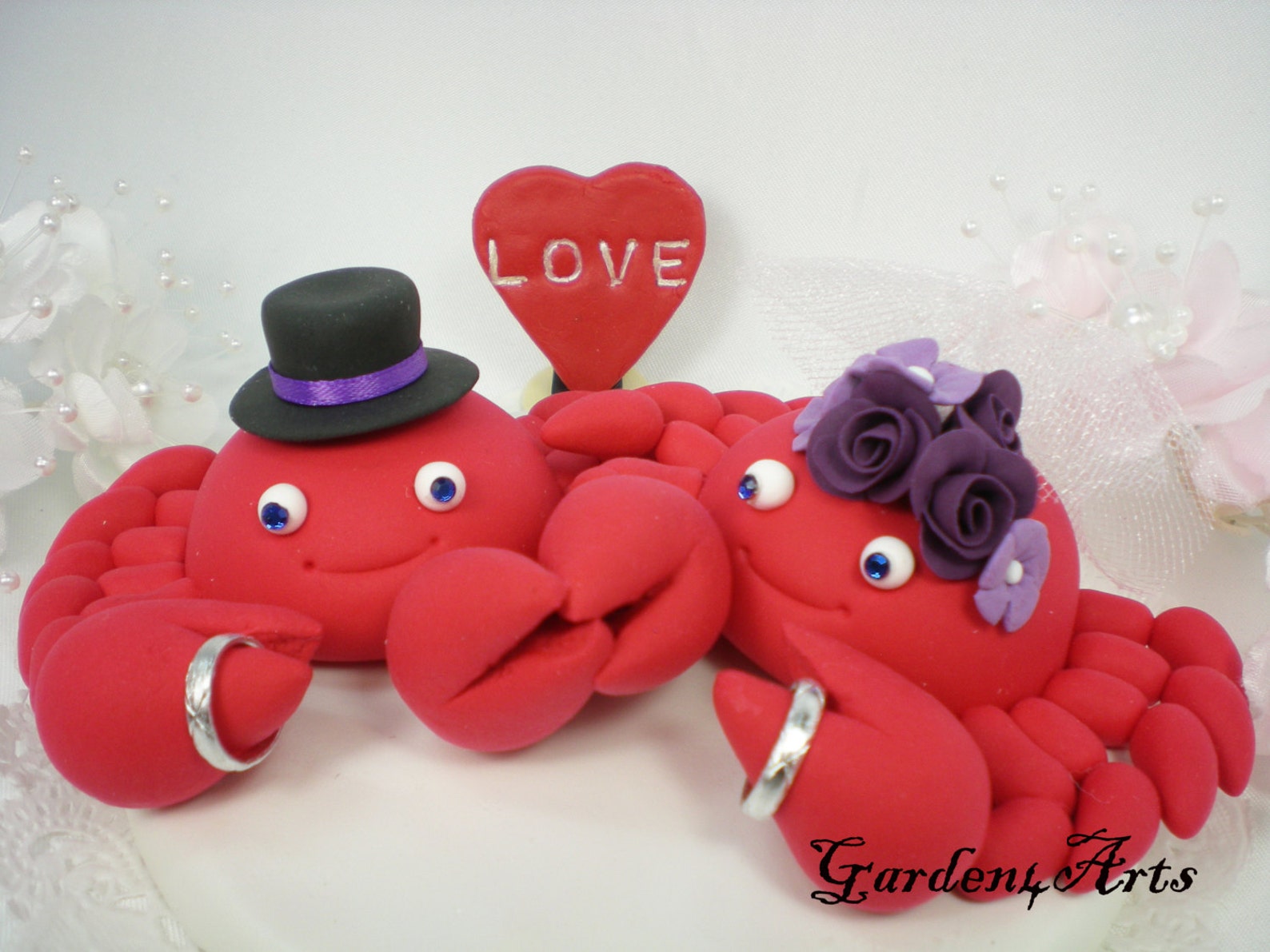 Customize Cute Crab Wedding Cake Topper - Circle Clear Base - Beach ...