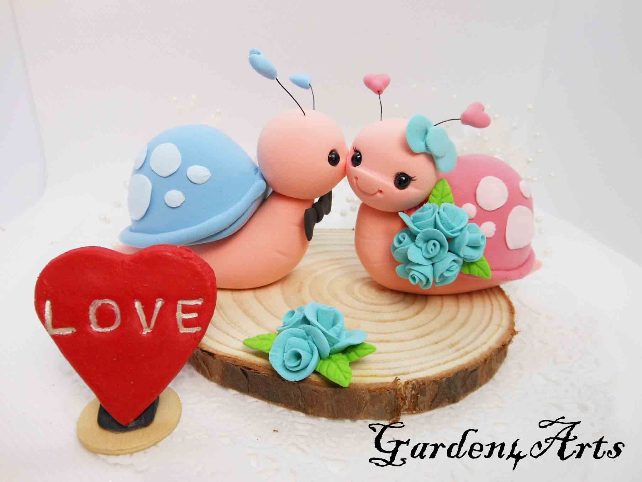 Customize Sweet Snail Couple Wedding Cake Topper --natural Wood Slices ...
