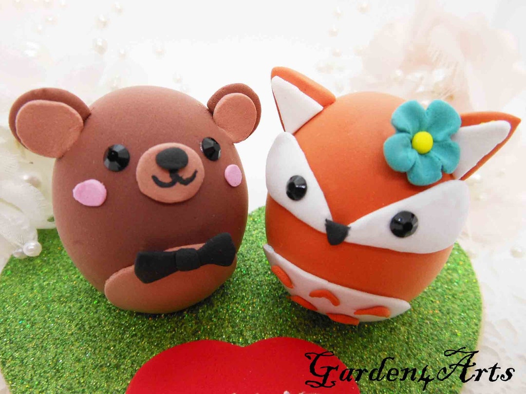 Sweet Squishmallow Couple (bear & Fox) With Wooden Heart Base - Etsy