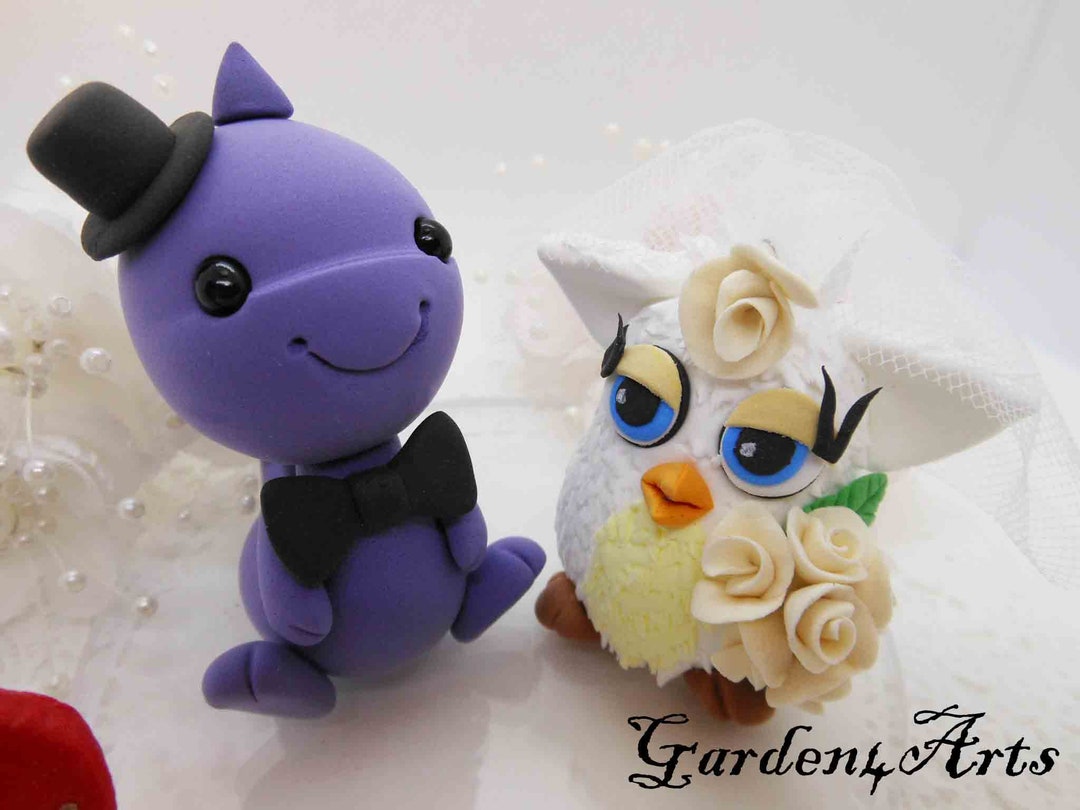 Customize Color Choice Love Dinosaur and Furby Wedding Cake Topper ...