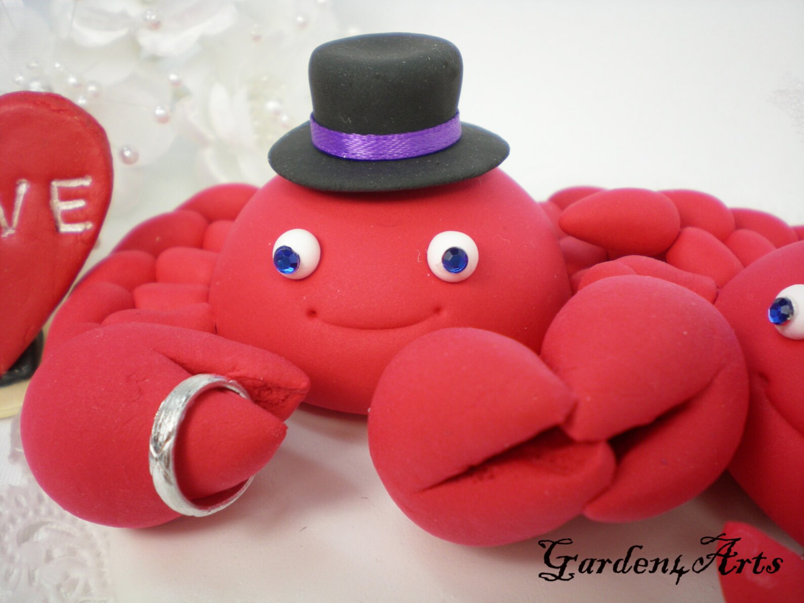 Customize Cute Crab Wedding Cake Topper - Circle Clear Base - Beach ...