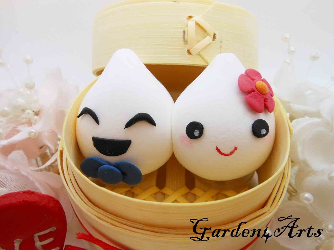Food Wedding Cake Topper -- Sweet Bao Cake Topper -- Bamboo Steamer ...
