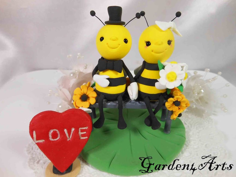 Customize Bee Love Wedding Cake Topper HAND HOLD HAND - Etsy