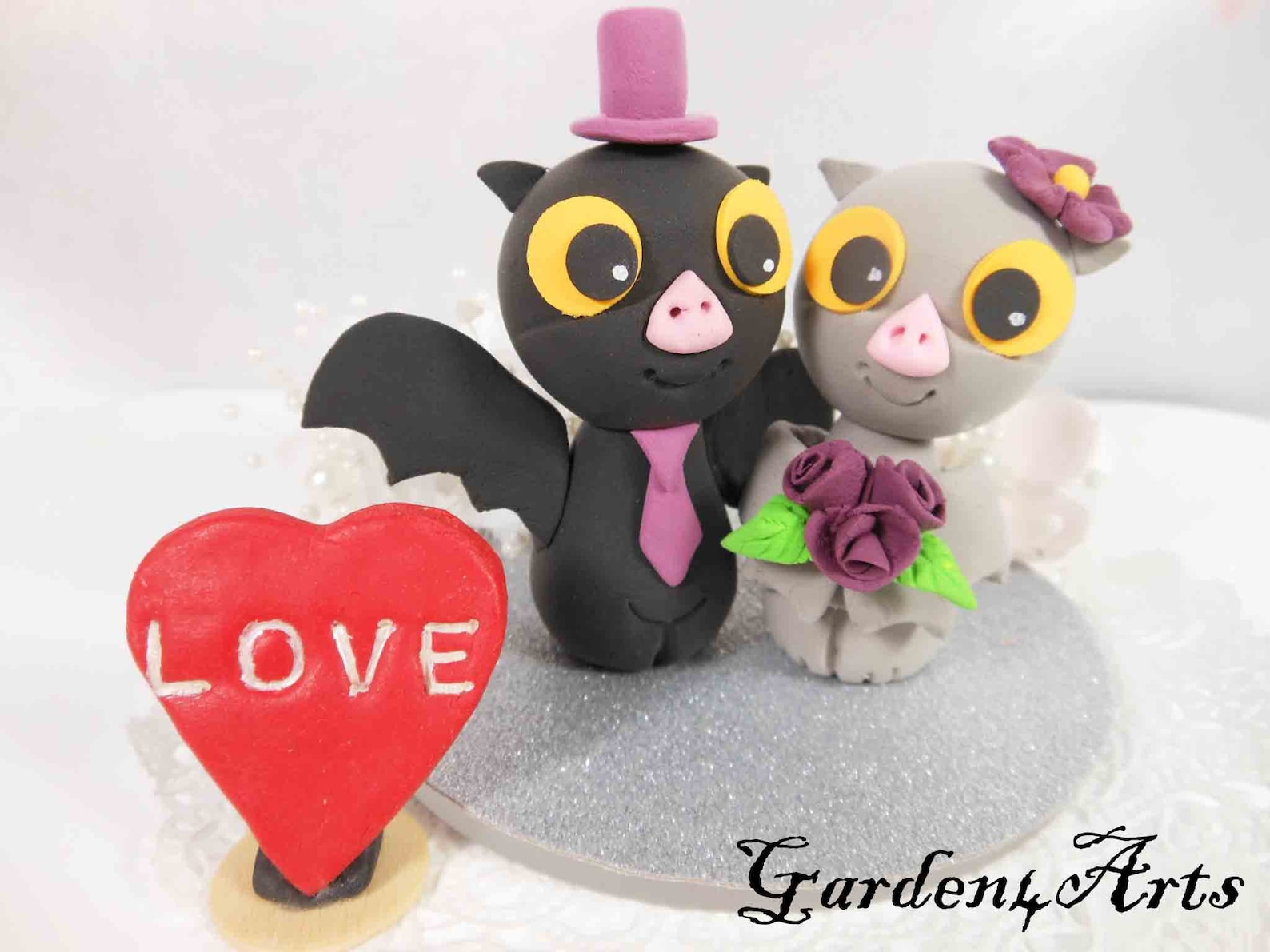 Customize Bat Wedding Cake Topper-- Glitter Circle Base -- for ...