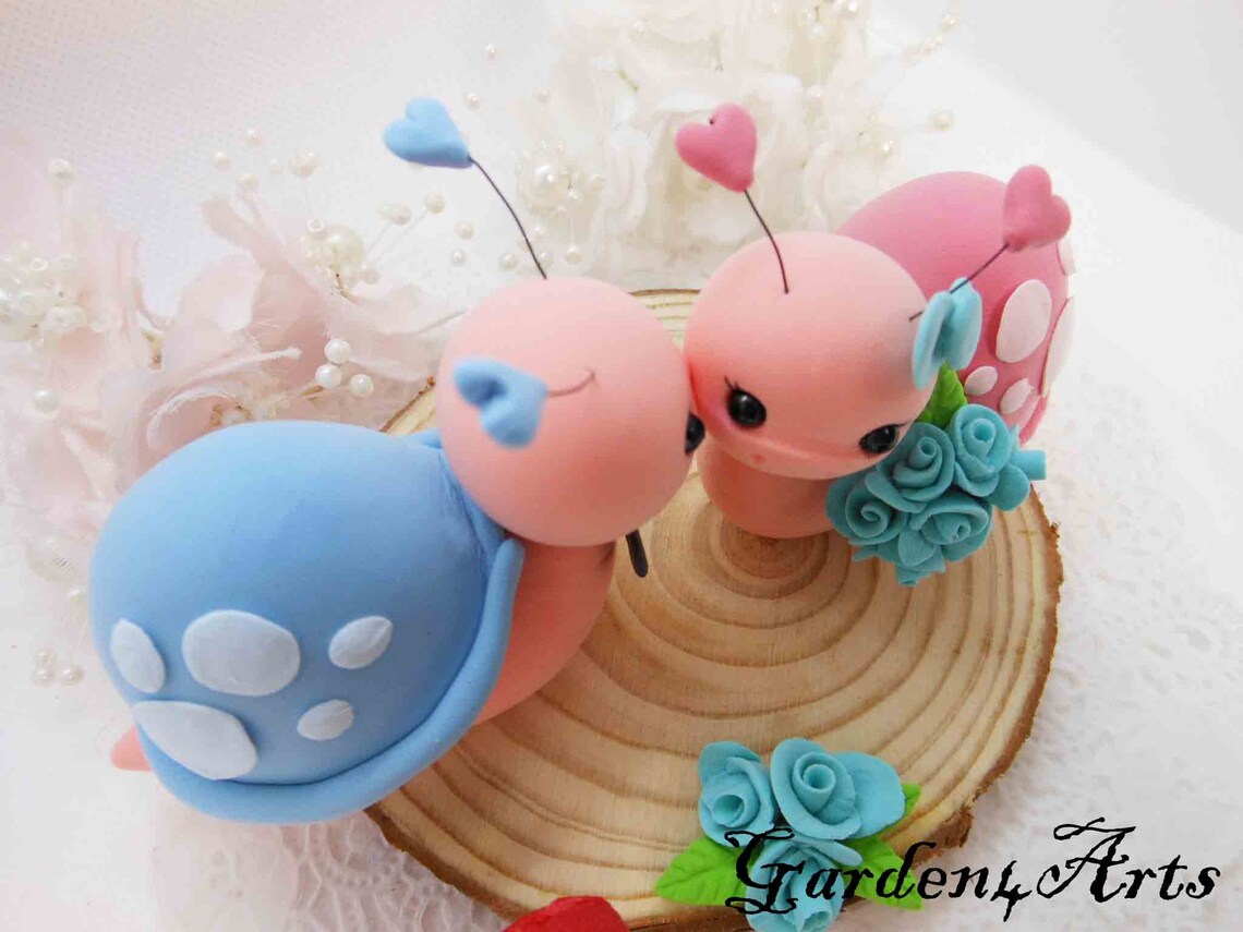 Customize Sweet Snail Couple Wedding Cake Topper --natural Wood Slices ...