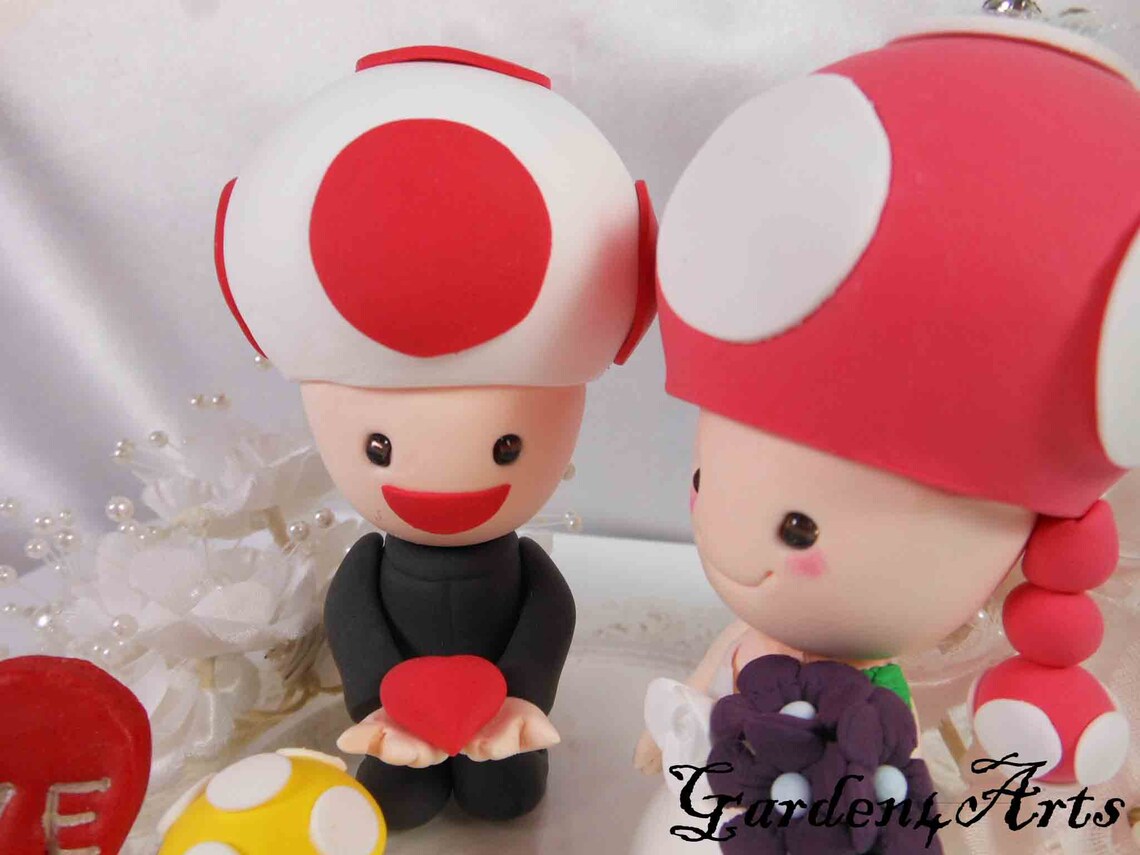 Customize Any Character Wedding Cake Topper -- Love Mr. & Mrs. Mushroom ...